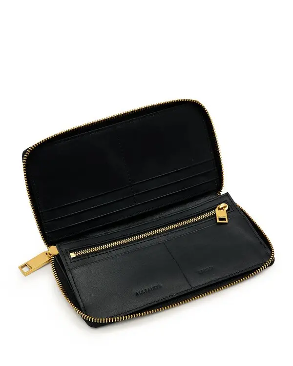 ALLSAINTS Lena Leather Continental Wallet - Black