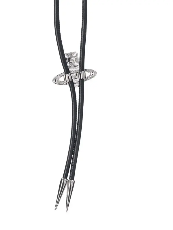 VIVIENNE WESTWOOD Plated Brass And Leather Bolo Tie - Silver