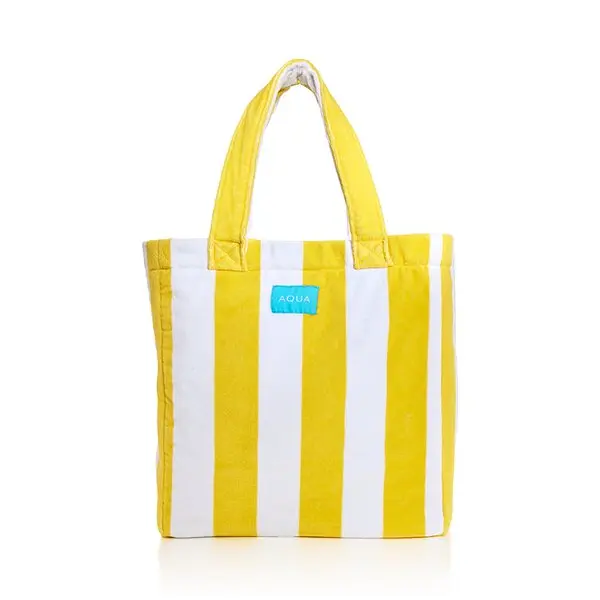 Aqua Striped Terry Beach Tote - Yellow