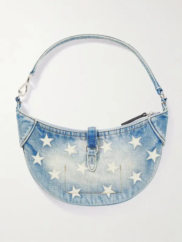 Polo Ralph Lauren Polo Id Embroidered Denim Shoulder Bag - Blue