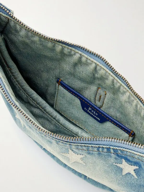 Polo Ralph Lauren Polo Id Embroidered Denim Shoulder Bag - Blue