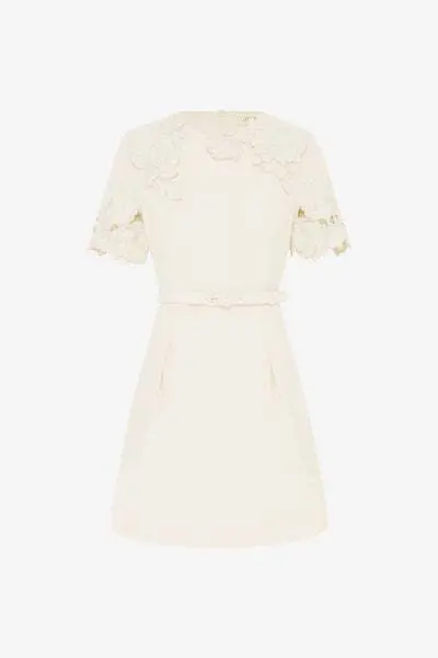 LEO LIN Aurelie Appliqué Short Sleeve Mini Dress