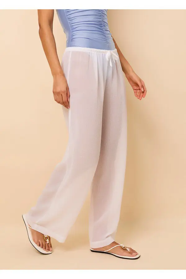 Solid & Striped Ashling Pant Crinkle Sheer Optic - White