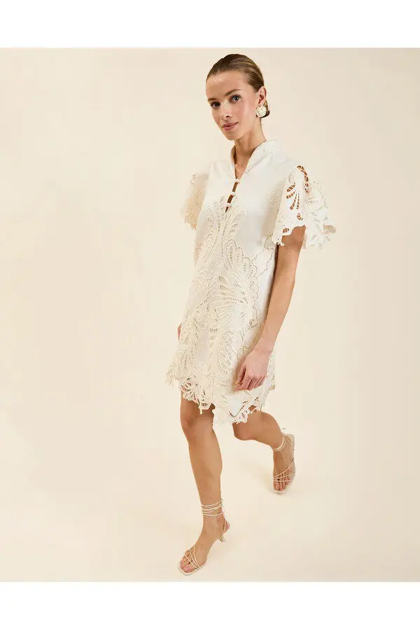 Mestiza New York Elliana Lace Mini Dress - Neutral