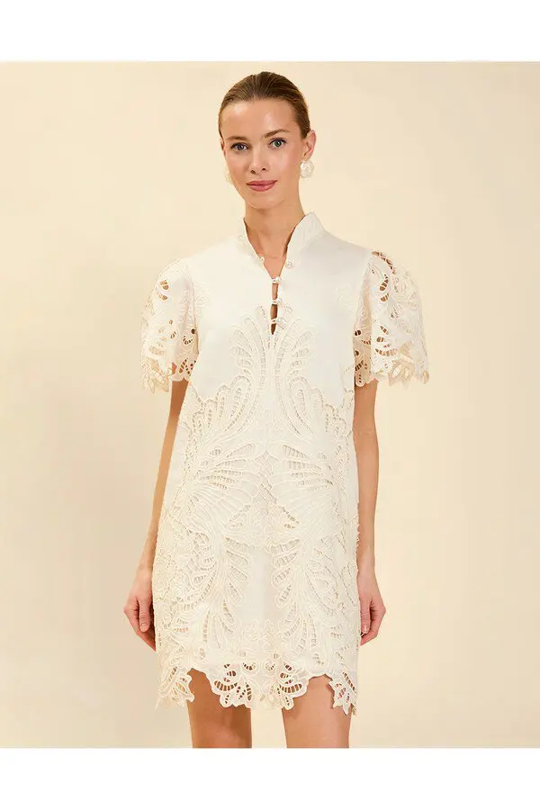 Mestiza New York Elliana Lace Mini Dress - Neutral