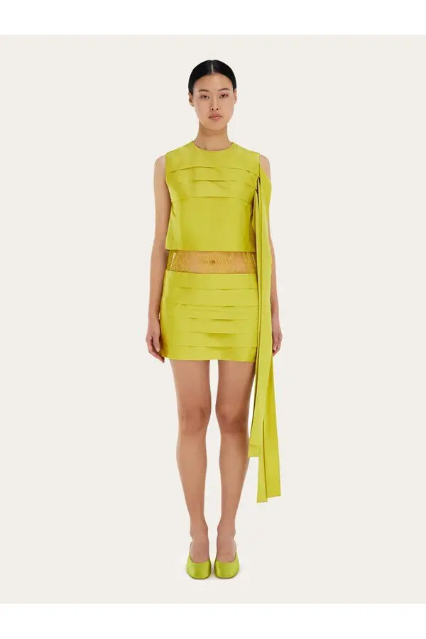 FERRAGAMO Mini Dress With Lace Detail - Black / Multicolor / Neutral