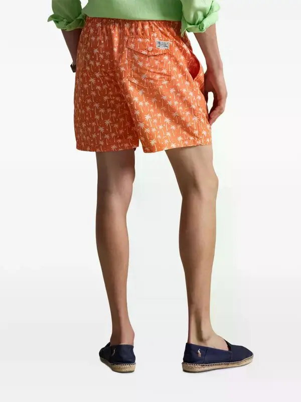 Polo Ralph Lauren Palm-pattern Embroidered Swim Shorts - Orange