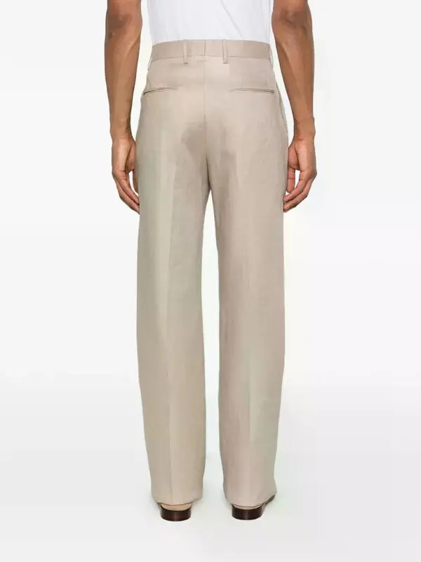 Tagliatore Straight-leg Linen Trousers - Neutrals