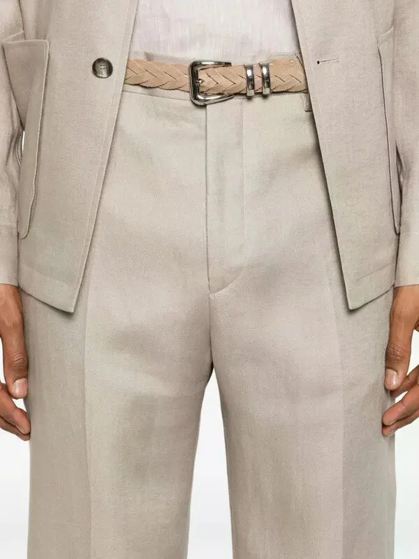 Tagliatore Straight-leg Linen Trousers - Neutrals