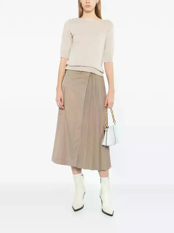 AGNES B. Button Detail Top - Neutrals