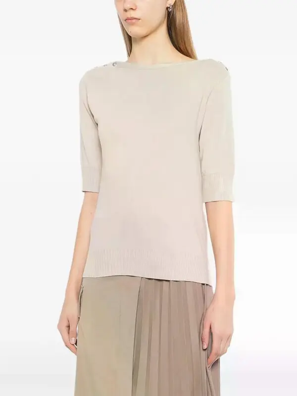 AGNES B. Button Detail Top - Neutrals