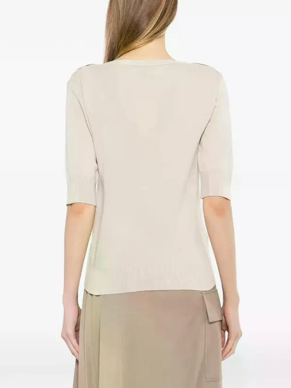 AGNES B. Button Detail Top - Neutrals