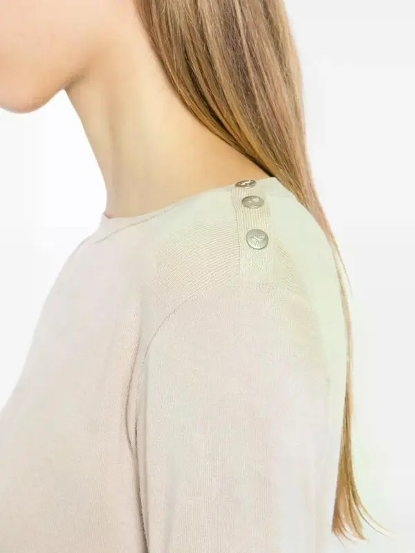AGNES B. Button Detail Top - Neutrals