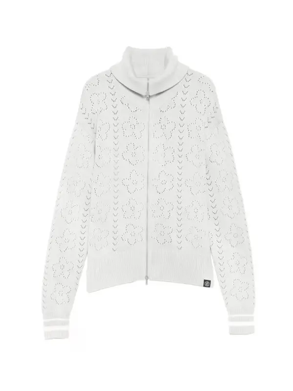 AGNES B. Openwork Zip Cardigan