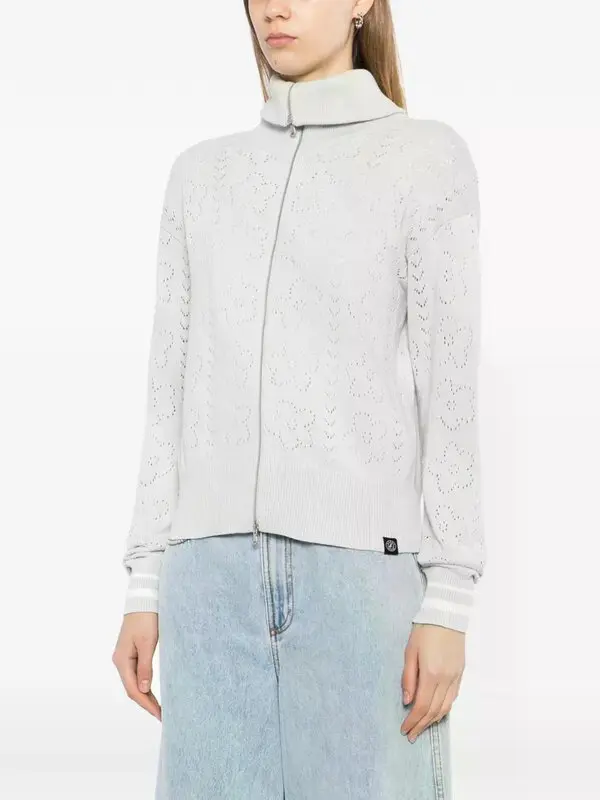 AGNES B. Openwork Zip Cardigan