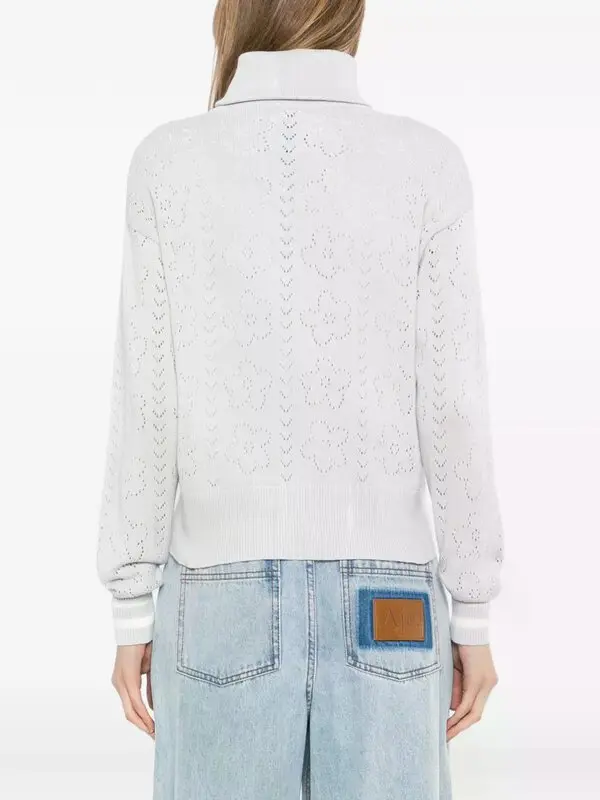 AGNES B. Openwork Zip Cardigan