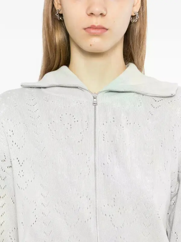 AGNES B. Openwork Zip Cardigan