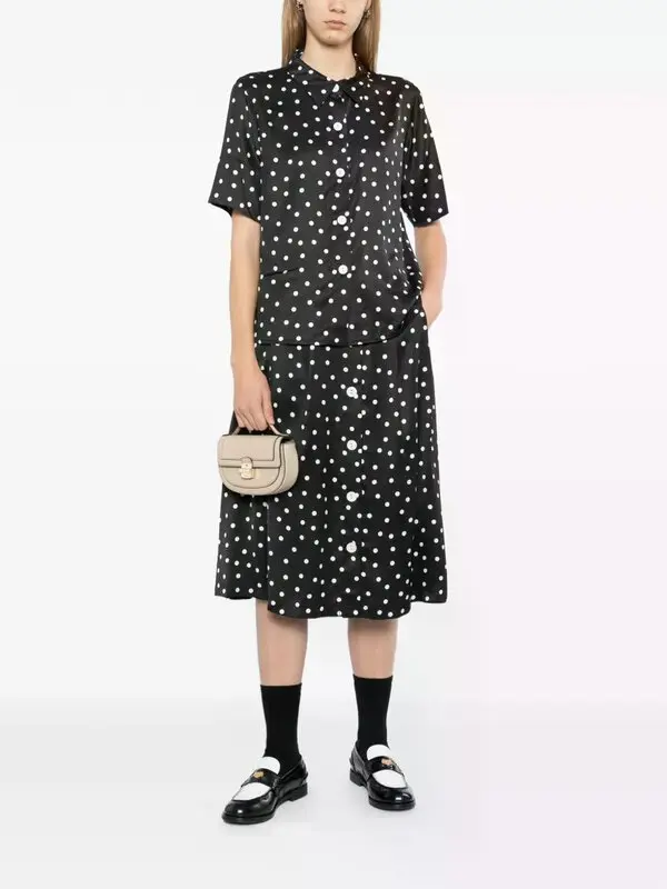 AGNES B. Polka-dot Midi Skirt - Black
