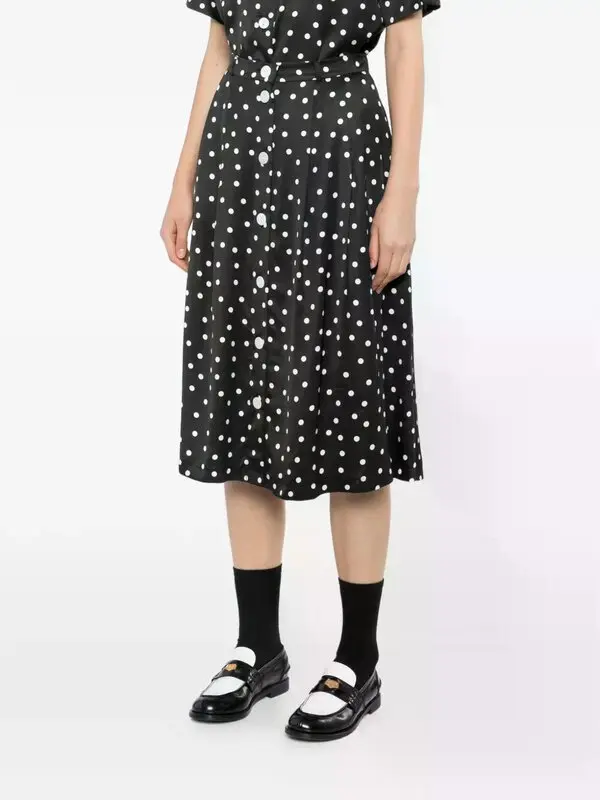 AGNES B. Polka-dot Midi Skirt - Black