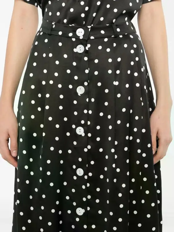 AGNES B. Polka-dot Midi Skirt - Black