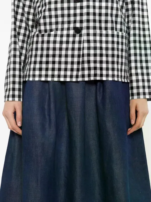 AGNES B. Denim Pleated A-line Skirt