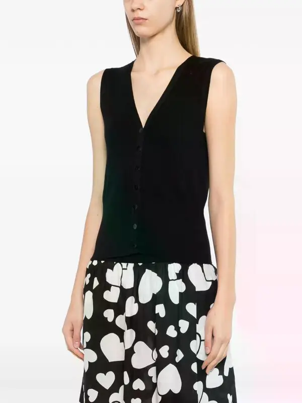 AGNES B. V-neck Buttoned Knitwear - Black
