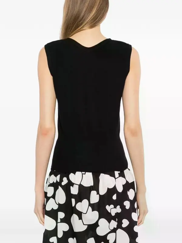 AGNES B. V-neck Buttoned Knitwear - Black