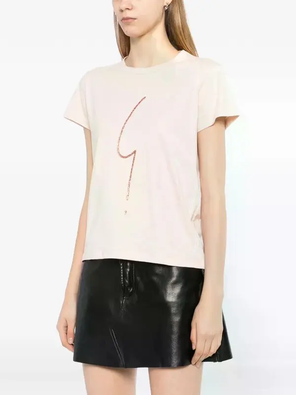 AGNES B. Graphic Cotton T-shirt - Neutrals
