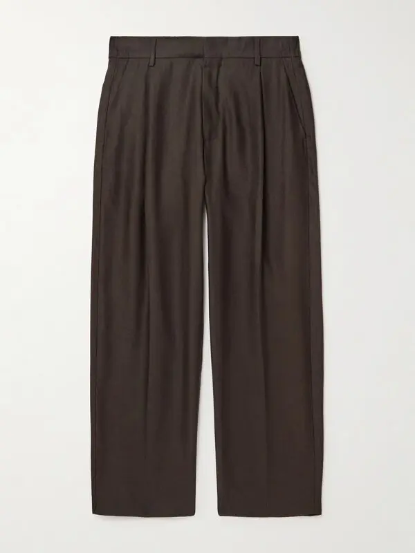 Nn07 Kay 1808 Straight-leg Trousers In Lenzing™ Ecovero™ And Linen Blend - Brown