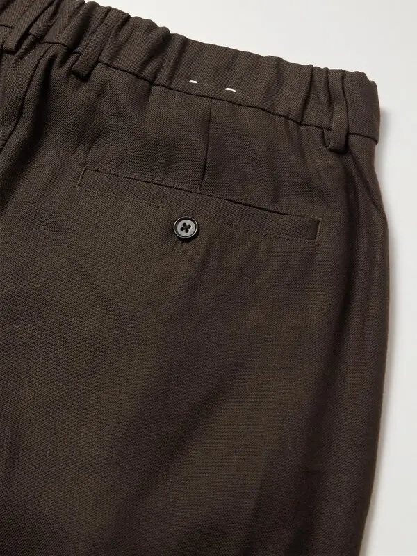 Nn07 Kay 1808 Straight-leg Trousers In Lenzing™ Ecovero™ And Linen Blend - Brown