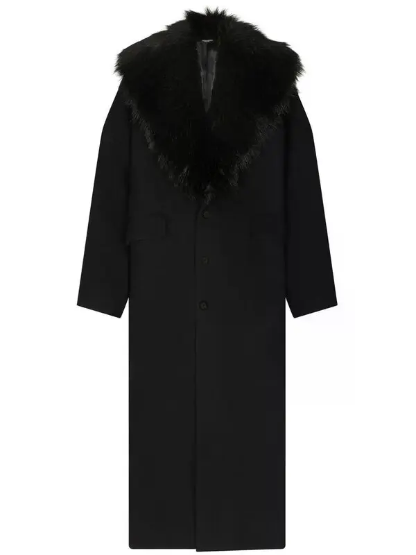 Dolce & Gabbana Faux-fur Collar Virgin Wool Coat