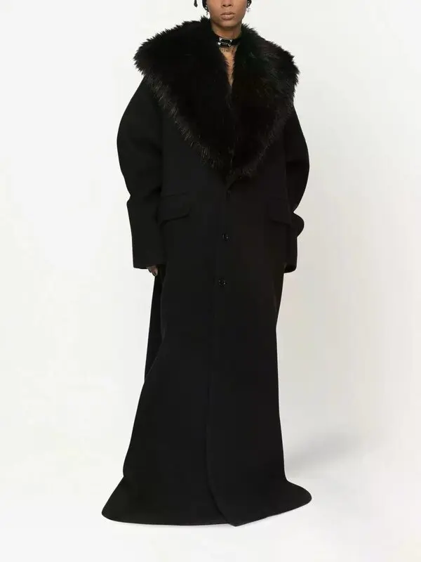 Dolce & Gabbana Faux-fur Collar Virgin Wool Coat