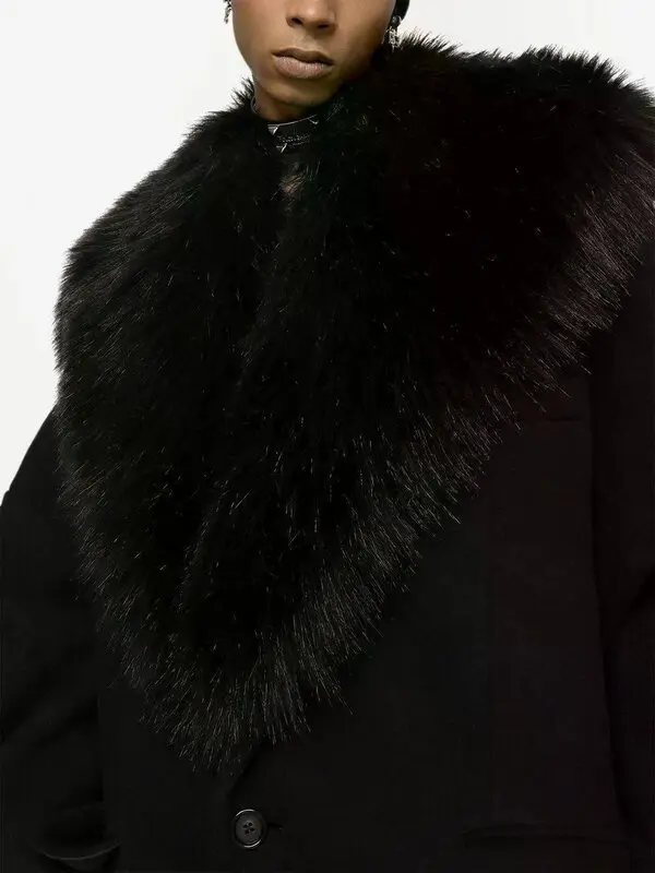 Dolce & Gabbana Faux-fur Collar Virgin Wool Coat