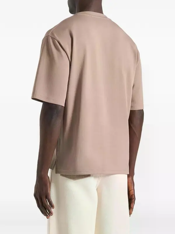 Manière De Voir Maniere De Voir Taupe Cotton T-shirt With Embroidered Eiffel Tower And Floral Motifs - Neutrals