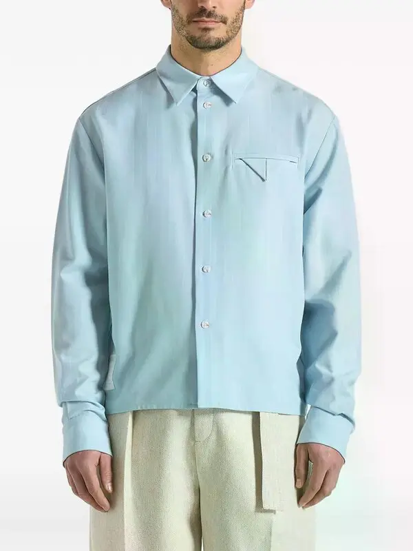 Manière De Voir Arlo Pinstripe Pocket Long-sleeve Shirt - Blue