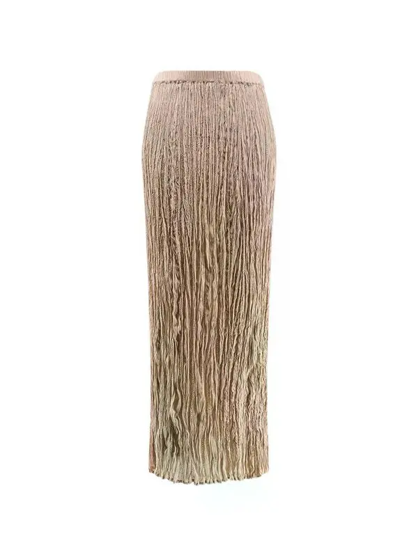 ALYSI Elasticated Wrinkled Midi Skirt - Gold