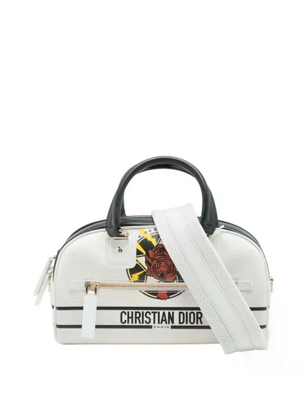 Dior Vibe Zip Bowling Bag Satchel - White