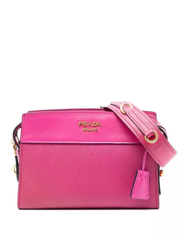 Prada Saffiano And City Calf Esplanade Crossbody Bag - Pink