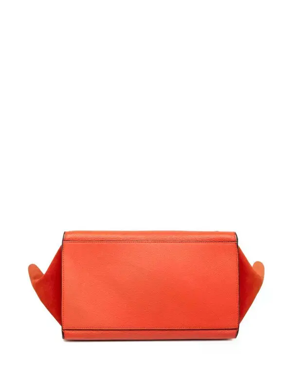 Celine 2013 Medium Drummed Calfskin And Suede Trapeze Satchel - Orange