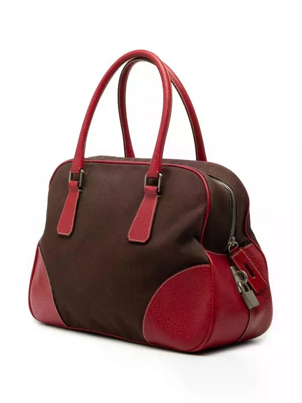 Prada 2000-2013 Cinghiale Trimmed Canapa Bauletto Bag - Brown