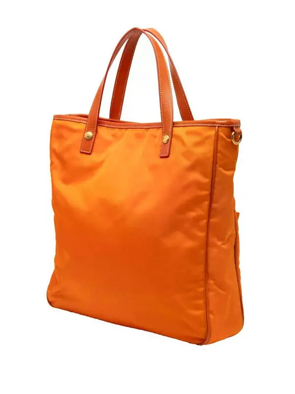Prada Saffiano Trimmed Tessuto Logo Satchel - Orange