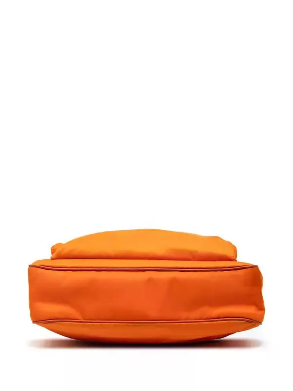 Prada Saffiano Trimmed Tessuto Logo Satchel - Orange