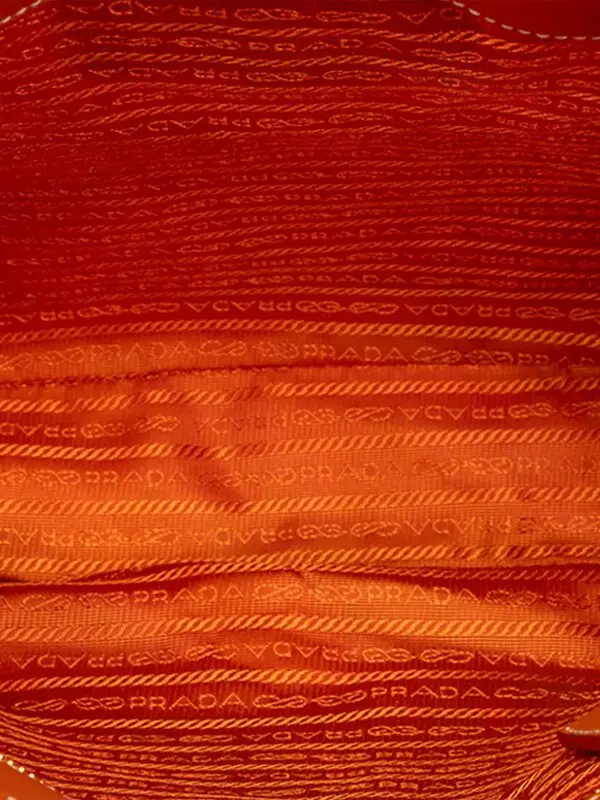 Prada Saffiano Trimmed Tessuto Logo Satchel - Orange