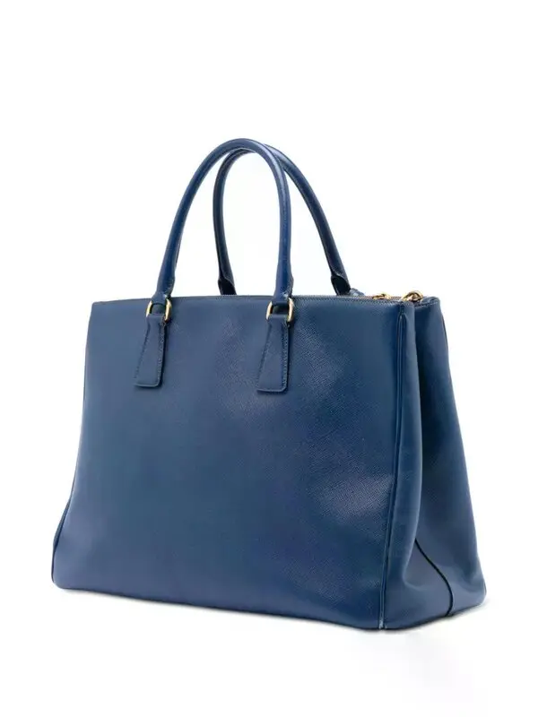 Prada Large Saffiano Lux Galleria Double Zip Tote Satchel - Blue