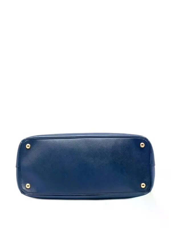 Prada Large Saffiano Lux Galleria Double Zip Tote Satchel - Blue