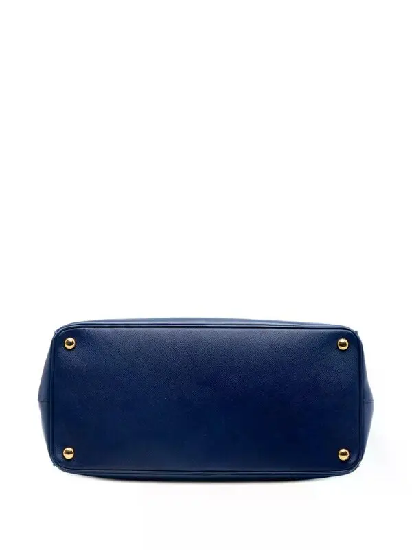 Prada Large Saffiano Lux Galleria Double Zip Tote Satchel - Blue