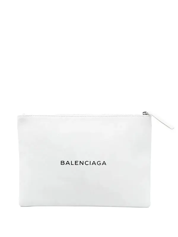 Balenciaga 2017 Leather Everyday Clutch Bag - White