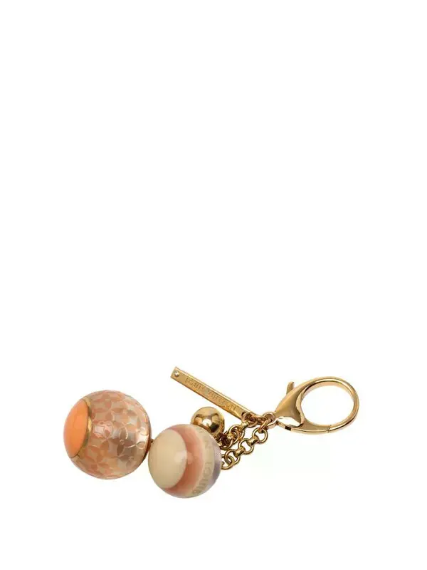 LOUIS VUITTON Gold Plated And Resin Mini Lin Croisette Bag Charm Key Chain - Brown