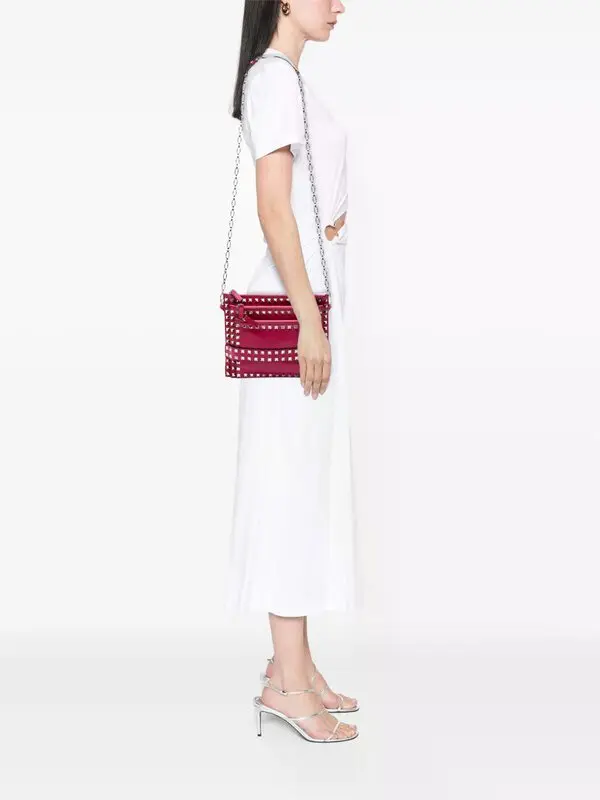 Valentino Garavani 2000-2017 Leather Rockstud Triple Zip Crossbody Bag - Pink