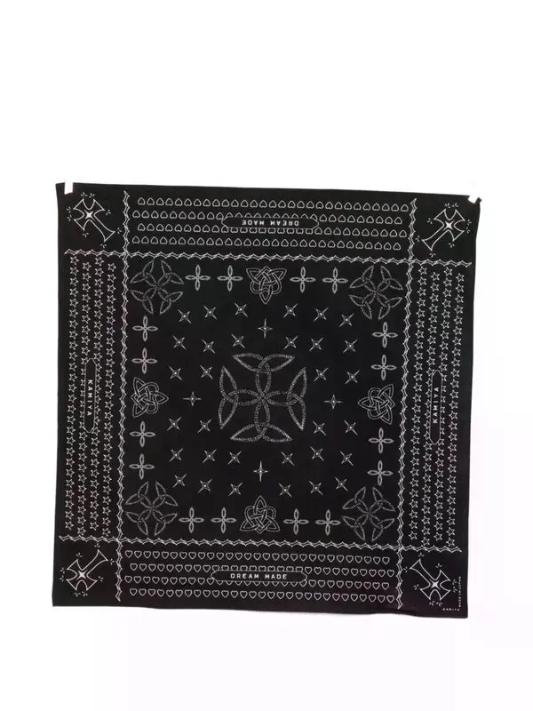 KAMIYA Bandanna Square Scarf - Black